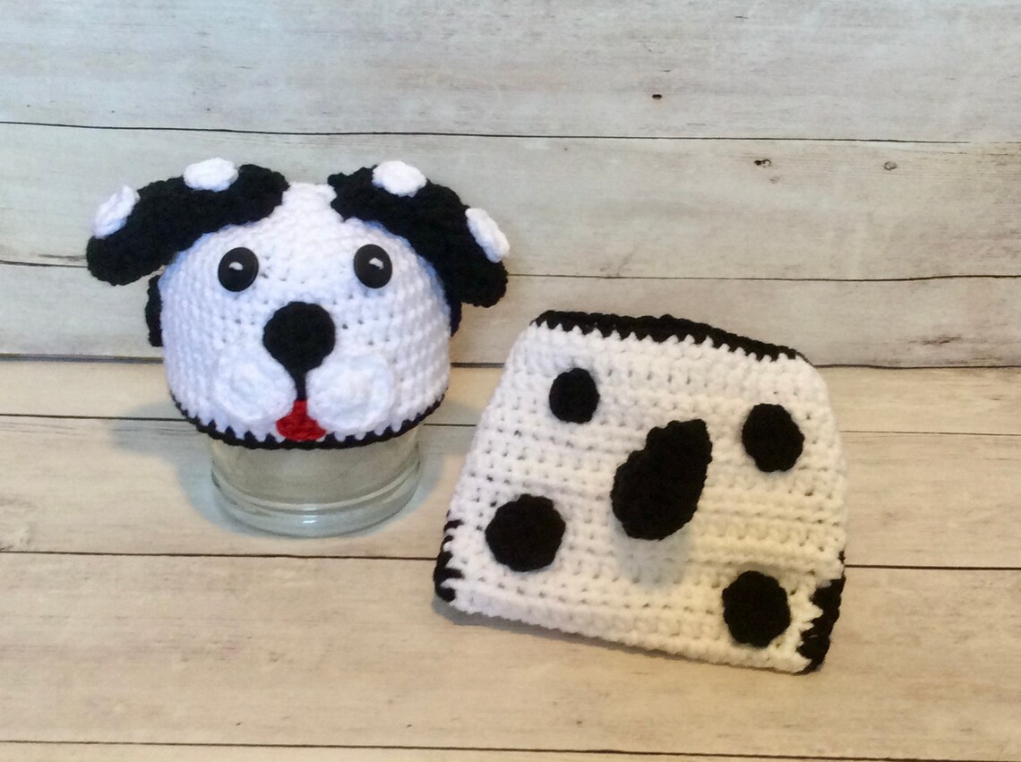 Crochet Dalmation Hat and Diaper Cover Set/newborn Photography - Etsy