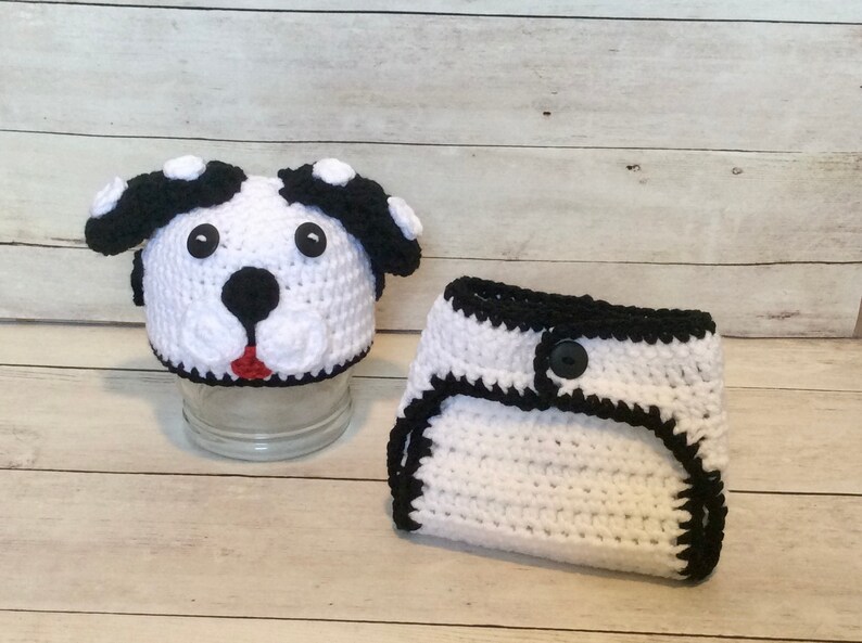 Crochet Dalmation Hat and Diaper Cover Set/newborn Photography - Etsy