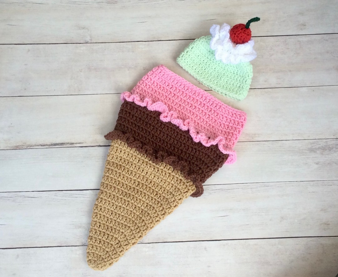Crochet Ice Cream Cone Cocoon/newborn Photography Prop/infant Halloween ...