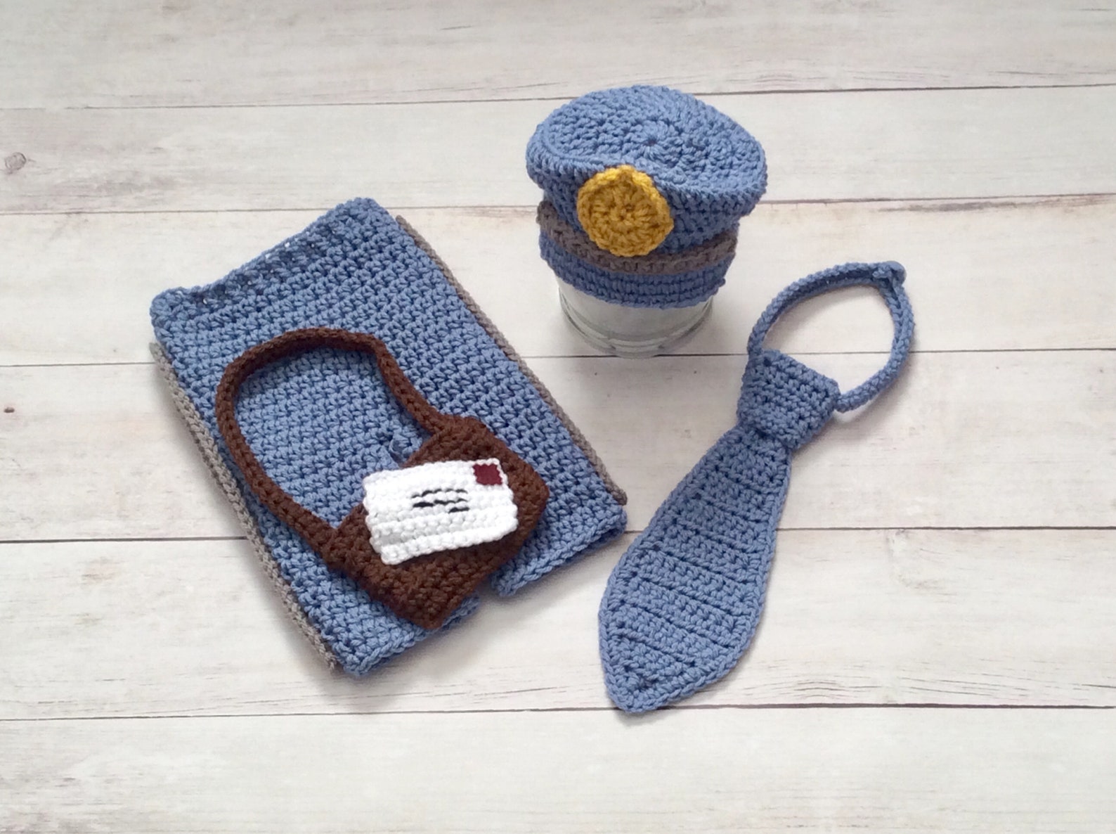 Crochet Mailman Newborn Photography Prop/post Office Worker | Etsy