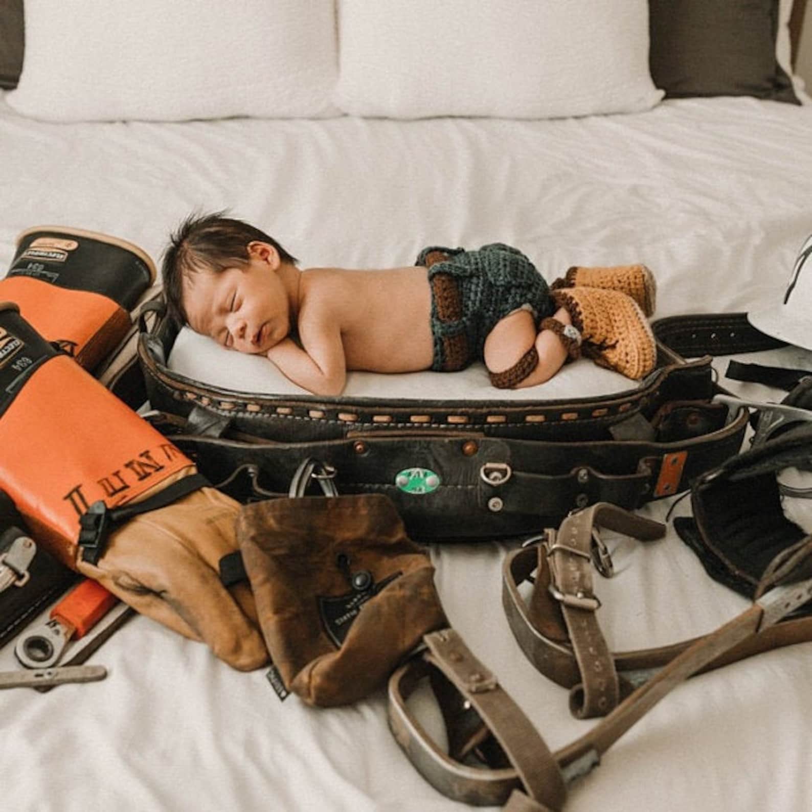 Crochet Baby Lineman Set/newborn Photo Prop/photography | Etsy