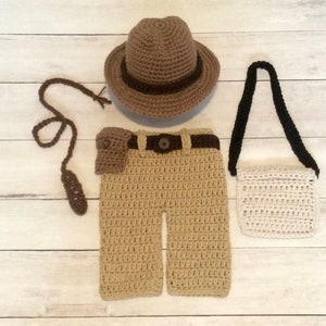 Crochet Indiana Jones Set/newborn Photography Prop/infant Halloween ...