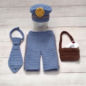 Crochet Mailman Newborn Photography Prop/post Office Worker Photo Prop ...