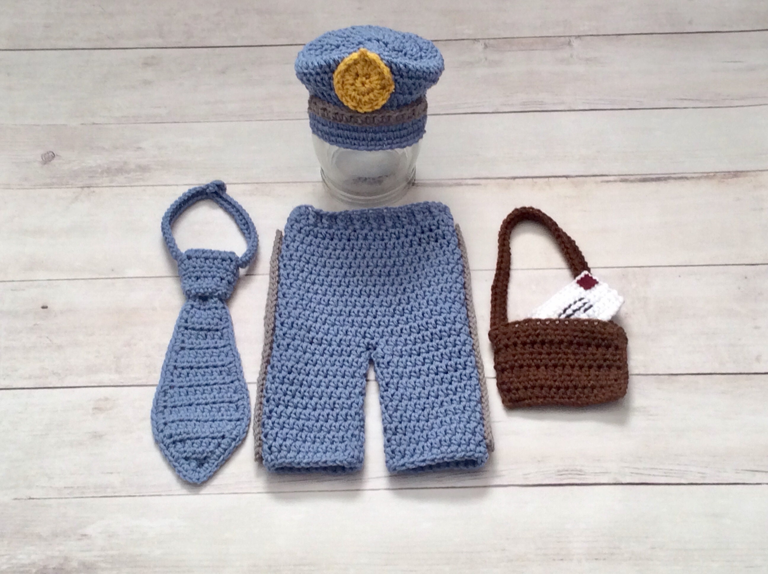 Crochet Mailman Newborn Photography Prop/post Office Worker | Etsy