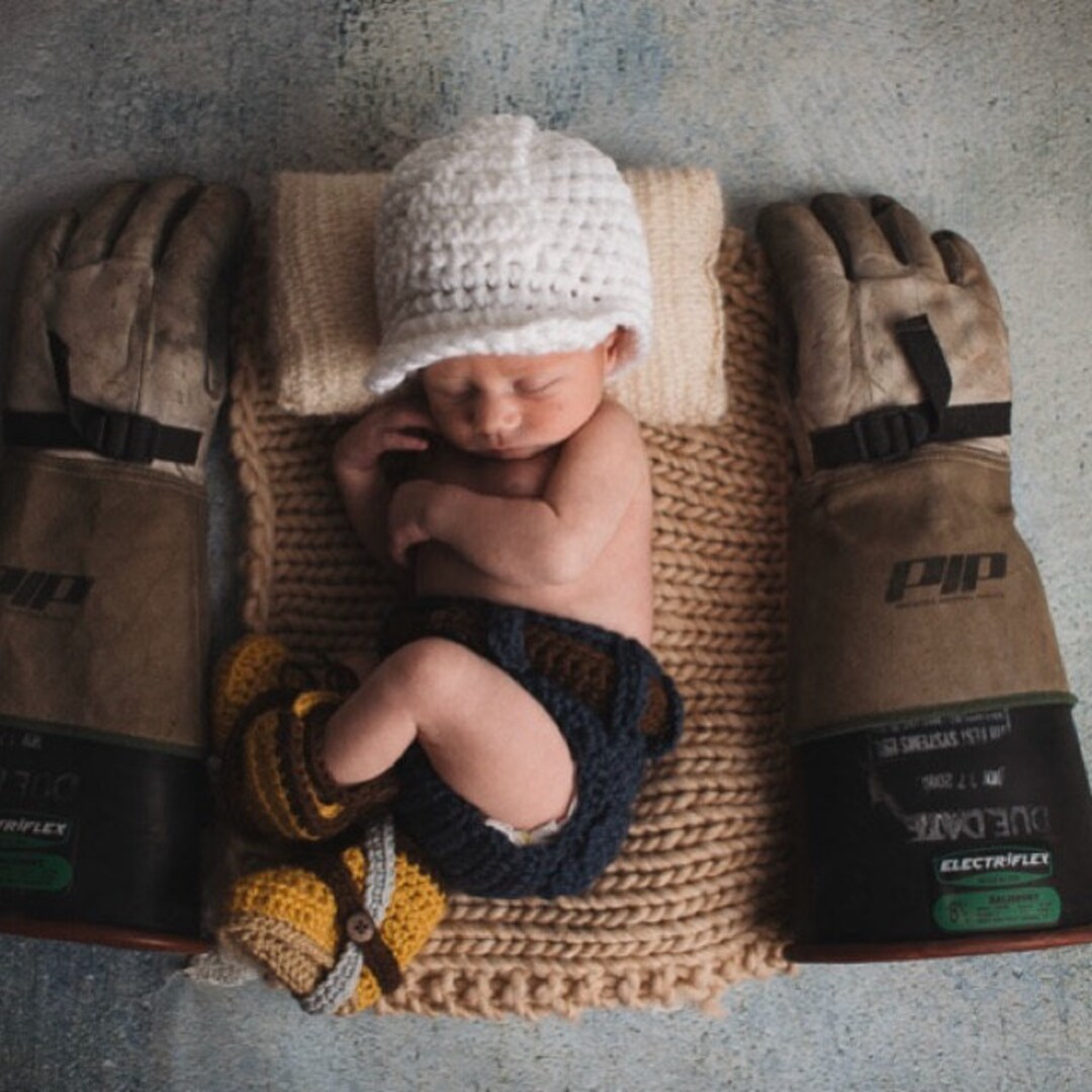 Crochet Baby Lineman Set/newborn Photo Prop/photography Prop/baby ...