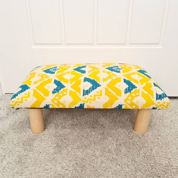 Small Yellow African Print Footstool Etsy