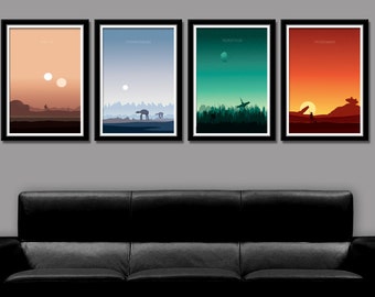 Force Inspired Star Wars Inspirited Sunset Minimalist Poster Set ...