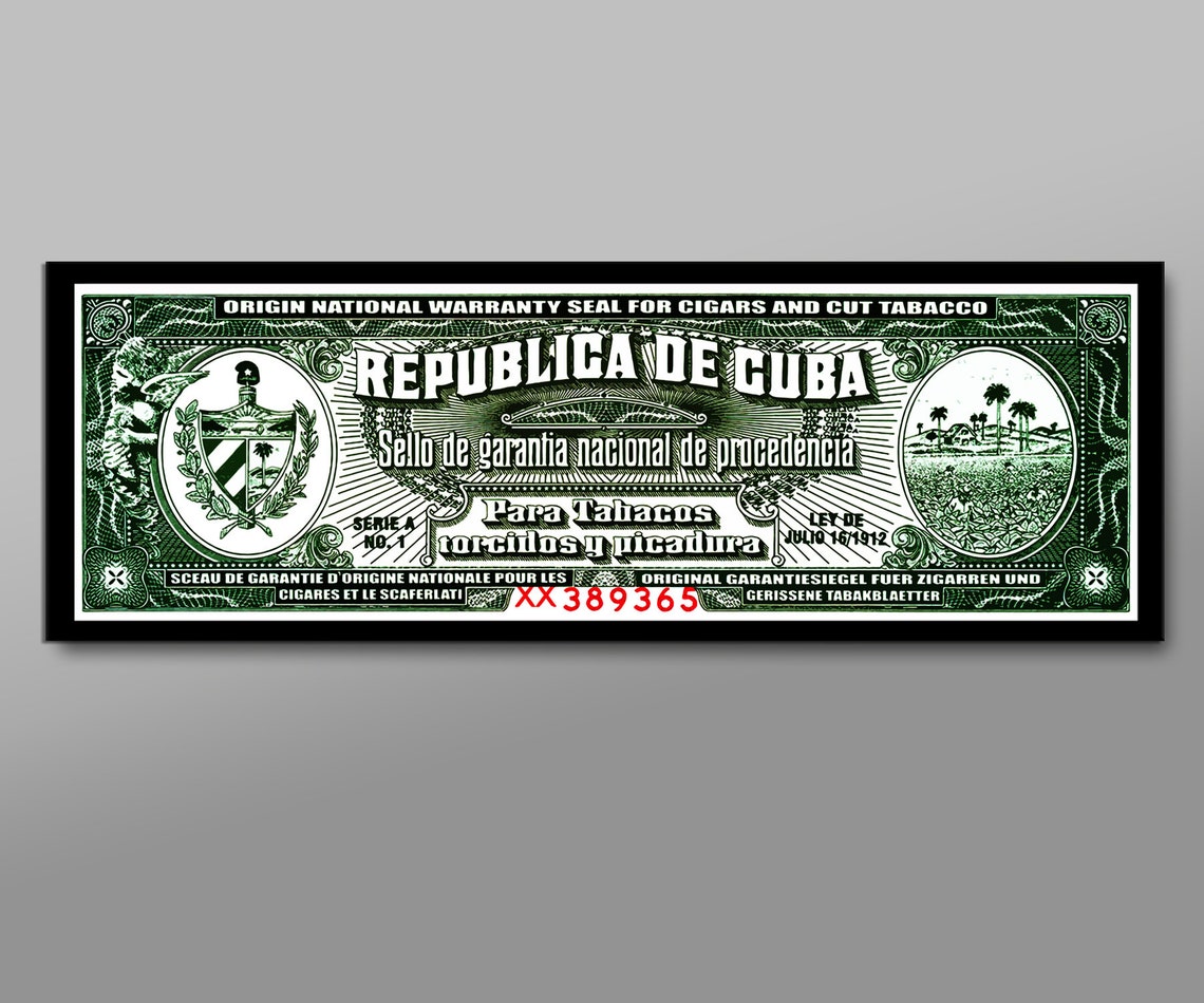 Cuban Cigar Official Seal of Authentication - 12x36 Inches - Home Decor ...