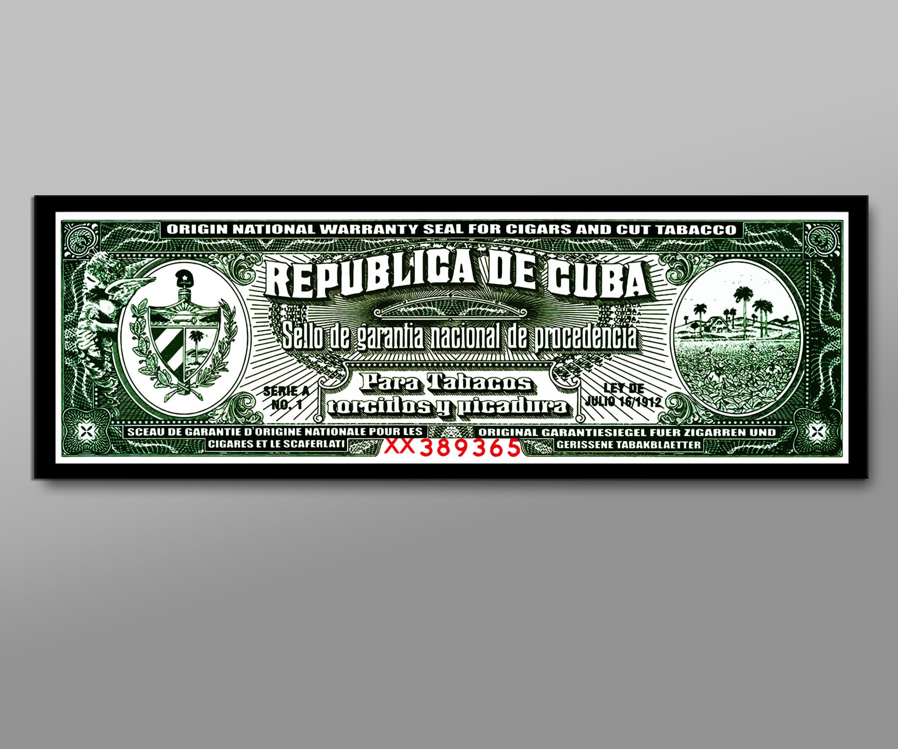 Cuban Cigar Official Seal of Authentication - 12x36 Inches - Home Decor ...