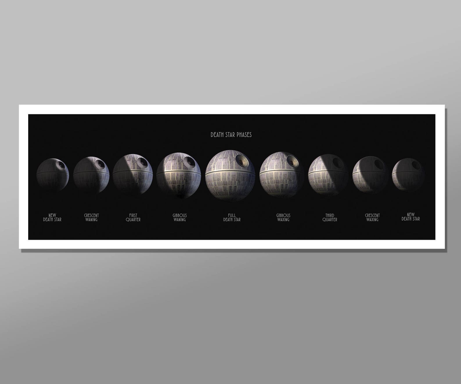 Death Star Moon Phases Poster 12 X 36 Inches Print 447 - Etsy