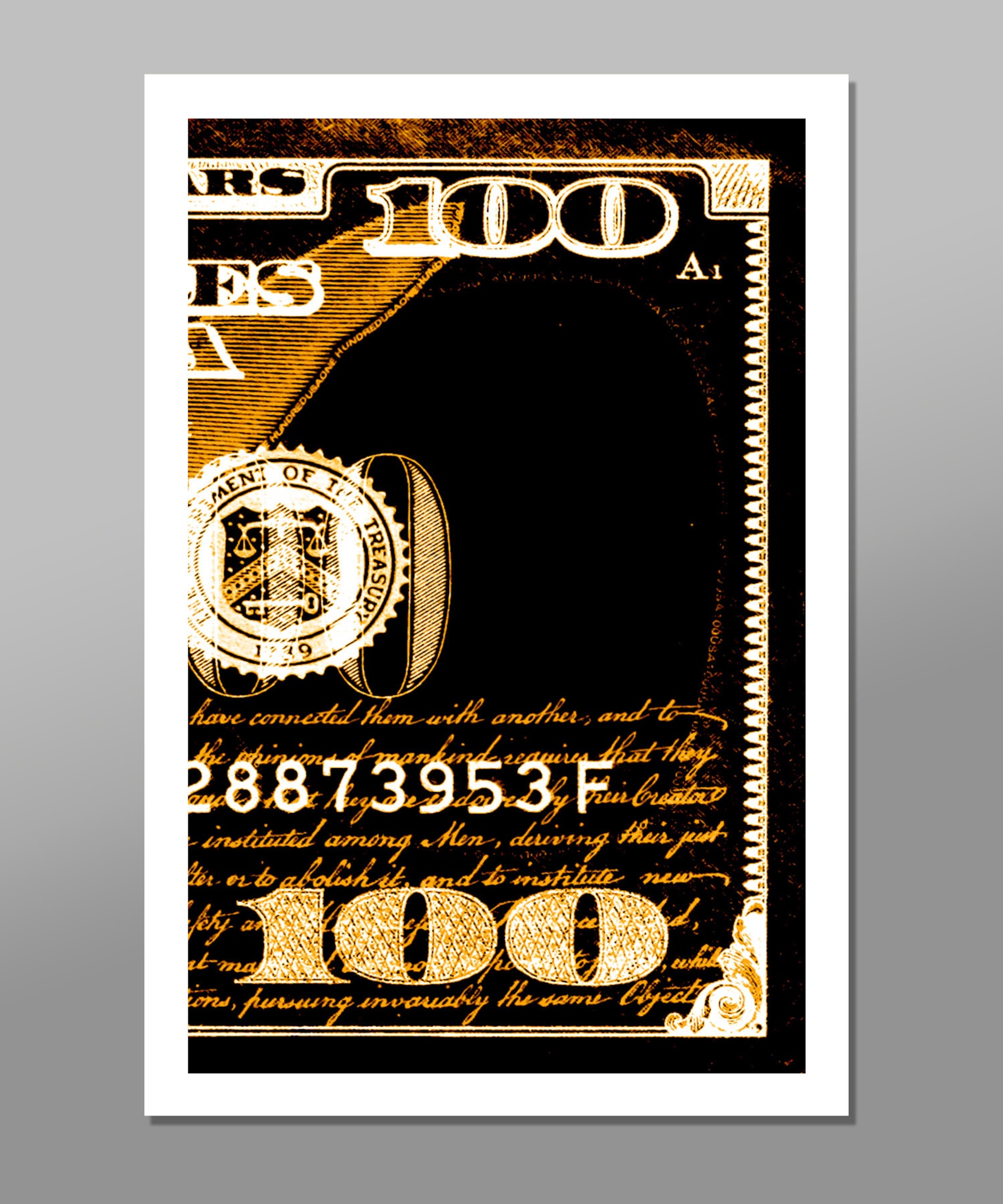 The Full Benjamin 100 Dollar Bill Abstract Art Gold Boss | Etsy