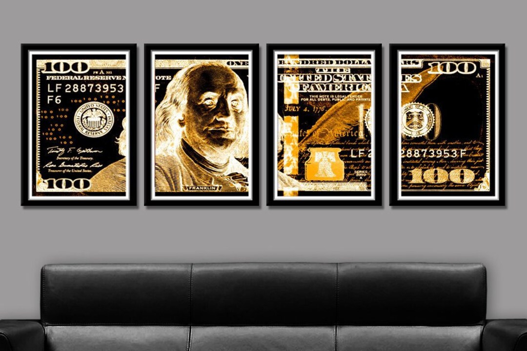 The Full Benjamin 100 Dollar Bill Abstract Art Gold Boss Version Office ...