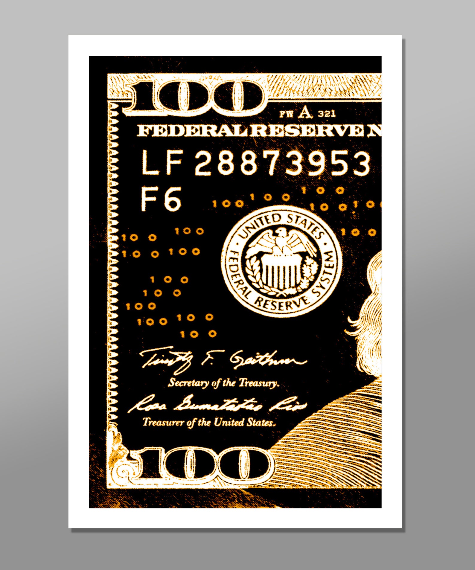 The Full Benjamin 100 Dollar Bill Abstract Art Gold Boss - Etsy