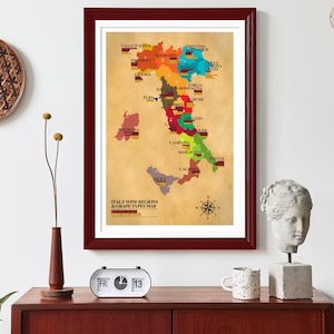 Classic Italian Wine Regions & Grape Types Poster - 13x19 16x24 or ...