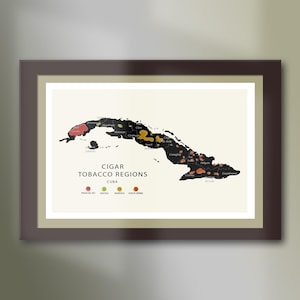 Cigar Regions of Cuba Minimalist Map - Cigar Art - 13x19, 16x24 or ...