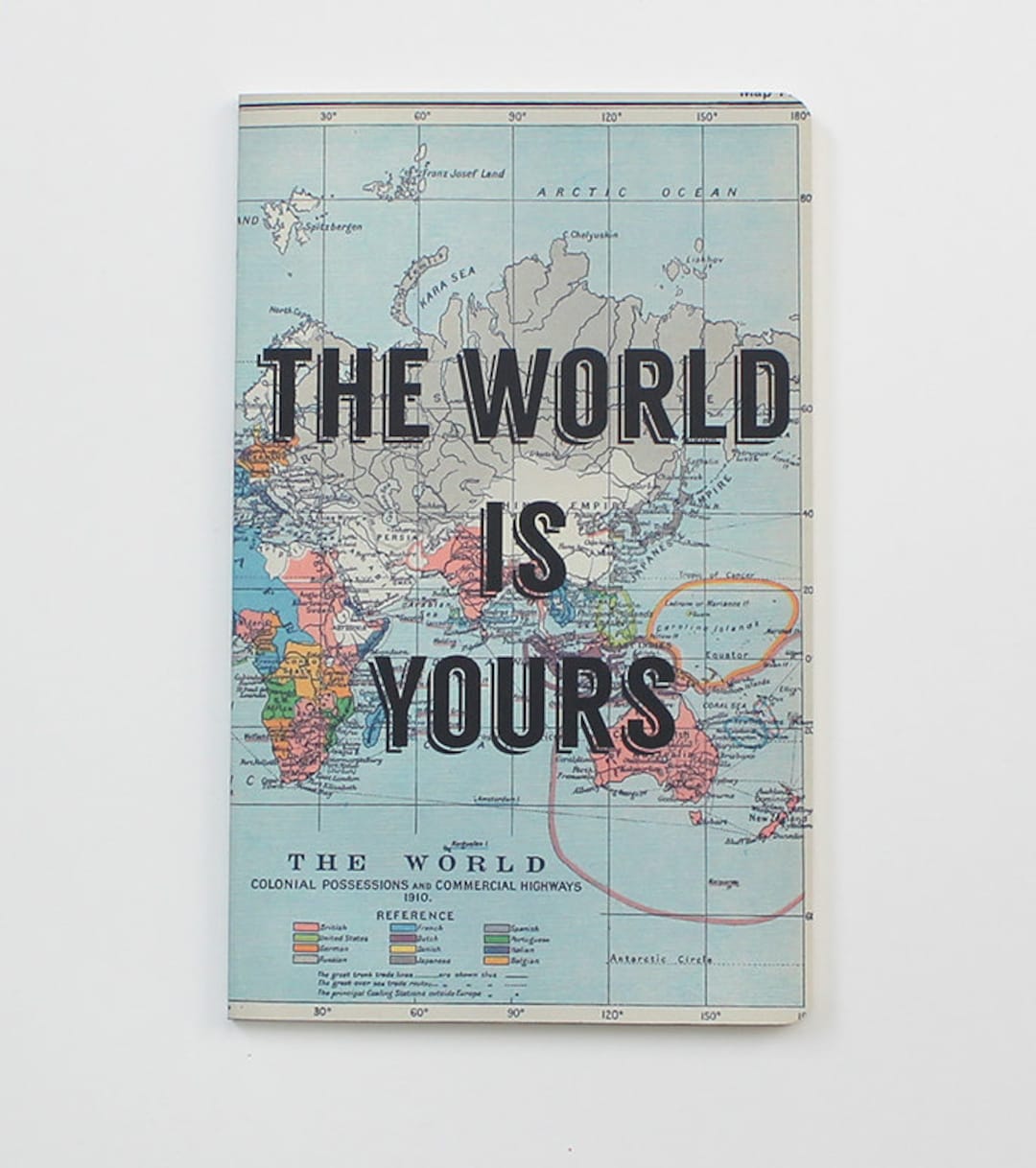 Wold Map Notebook, Map Stationery, Secret Santa Gift , World is Yours ...
