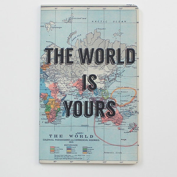 World Map Journal - Etsy