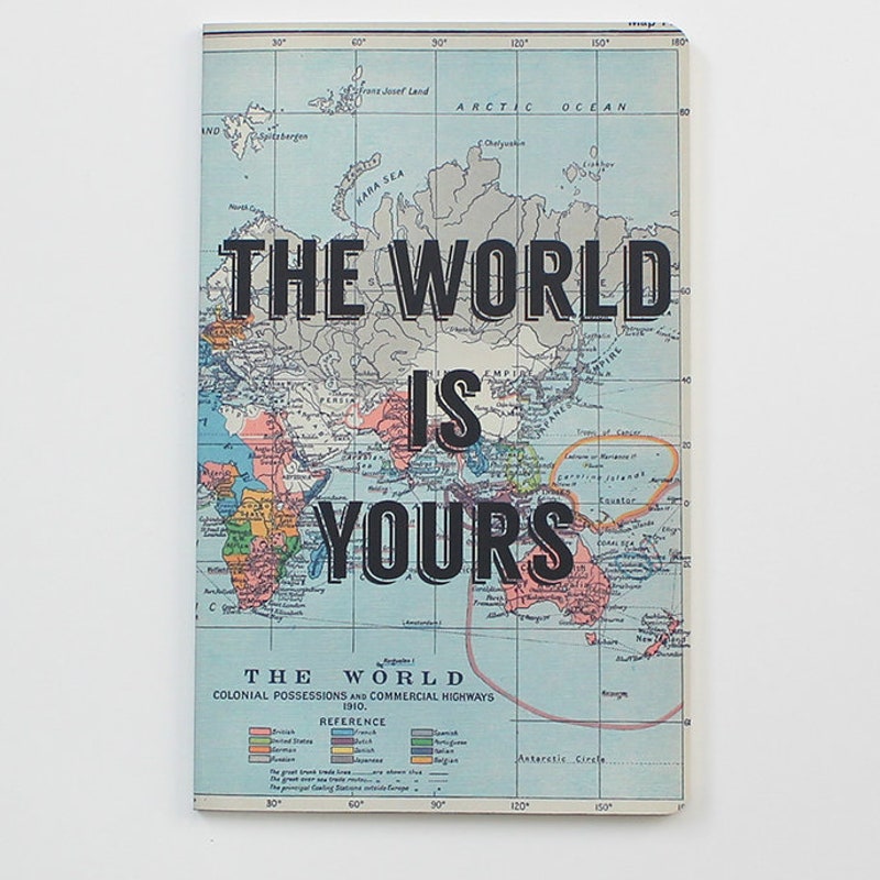 World Map Journal - Etsy