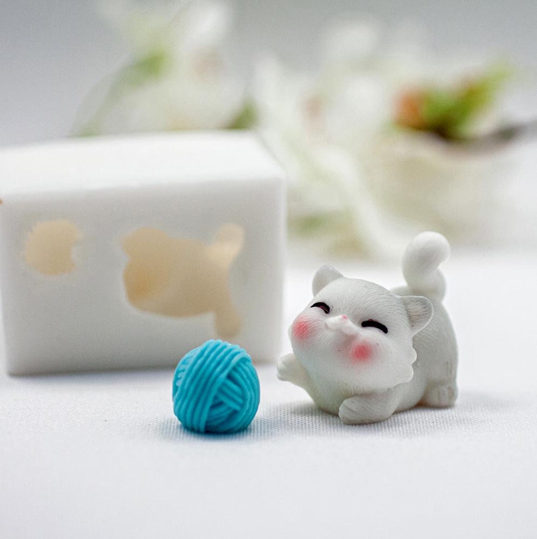 SET Kitten and Skein of Yarn Flexible Silicone Mold, 26x20mm, for Epoxy ...