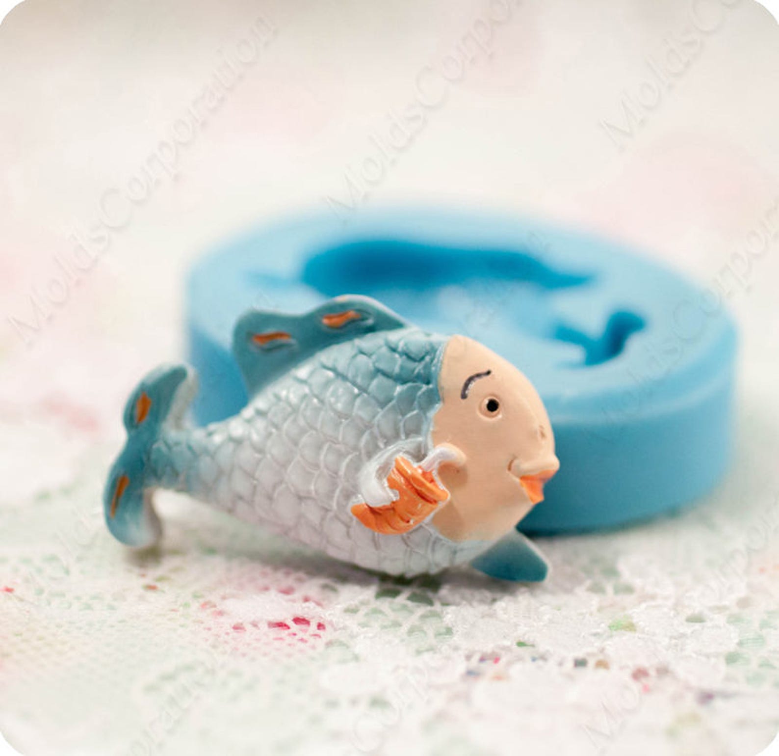 Fish Mold, Goldfish, Sea, Silicone Mold, Flexible, Polymer Clay, Food ...
