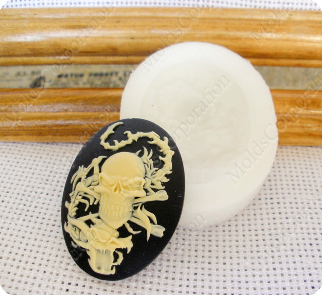 Scull Cameo Mold, Pendant Silicone Mold, Cabochon Mold, Epoxy Resin ...