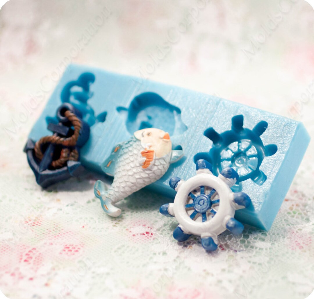 Set Silicone Mold, Anchor, Helm, Fish Mold Polymer Clay, Food Safe ...