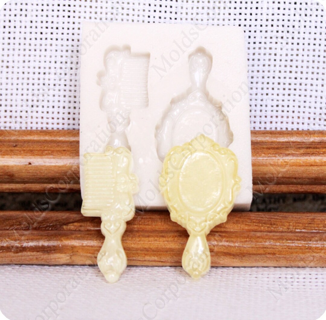 Comb and Mirror Flexible Silicone Mold, for Polymer Clay, Scrapbooking ...