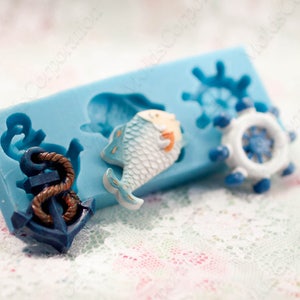 Set Silicone Mold, Anchor, Helm, Fish Mold Polymer Clay, Food Safe ...