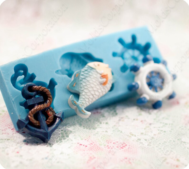 Set Silicone Mold Anchor Helm Fish Mold Polymer Clay Food - Etsy