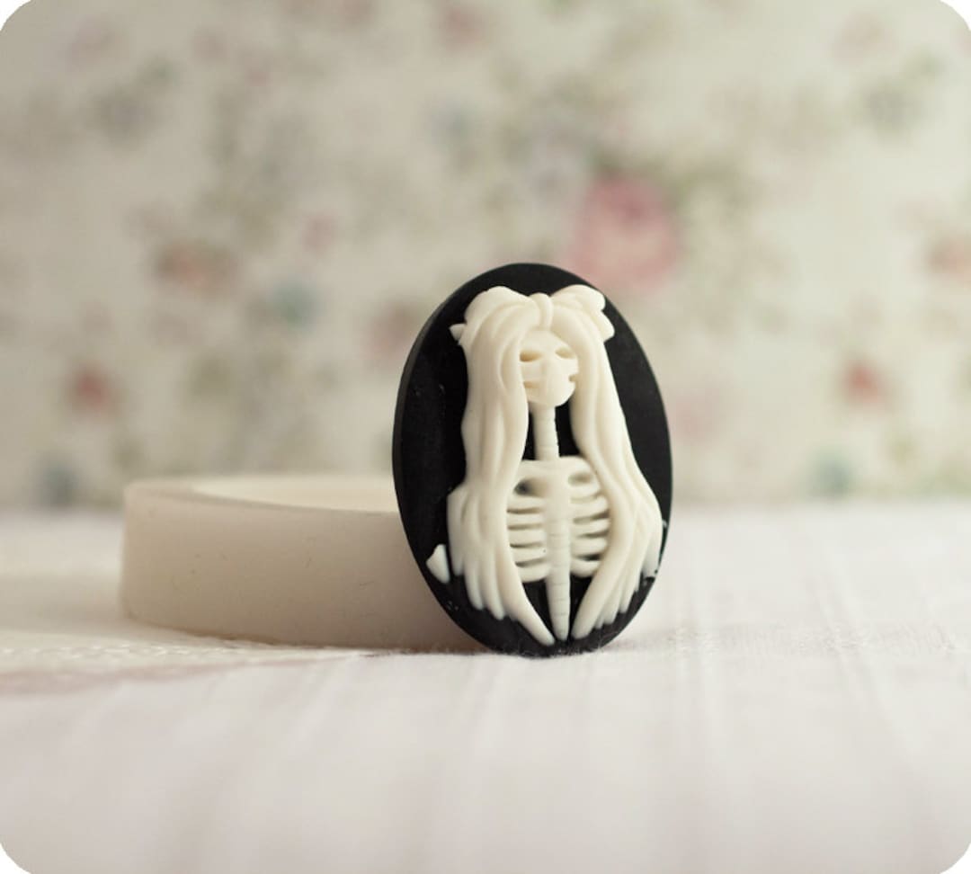 Skeleton Girl Cameo Mold, Flexible Silicone Mould for Polymer Clay ...