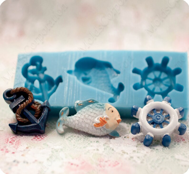 Set Silicone Mold Anchor Helm Fish Mold Polymer Clay Food - Etsy