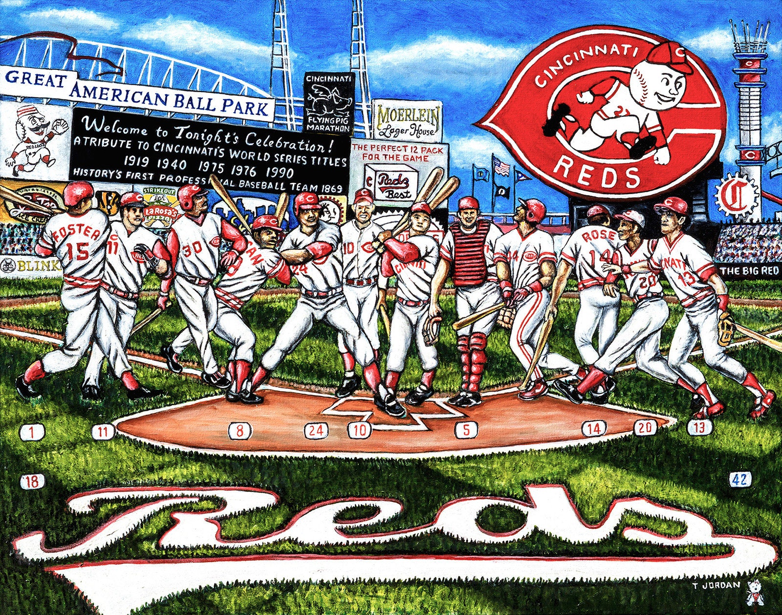 Cincinnati Reds Baseball Tribute Print From Thomas Jordan Gallery - Etsy