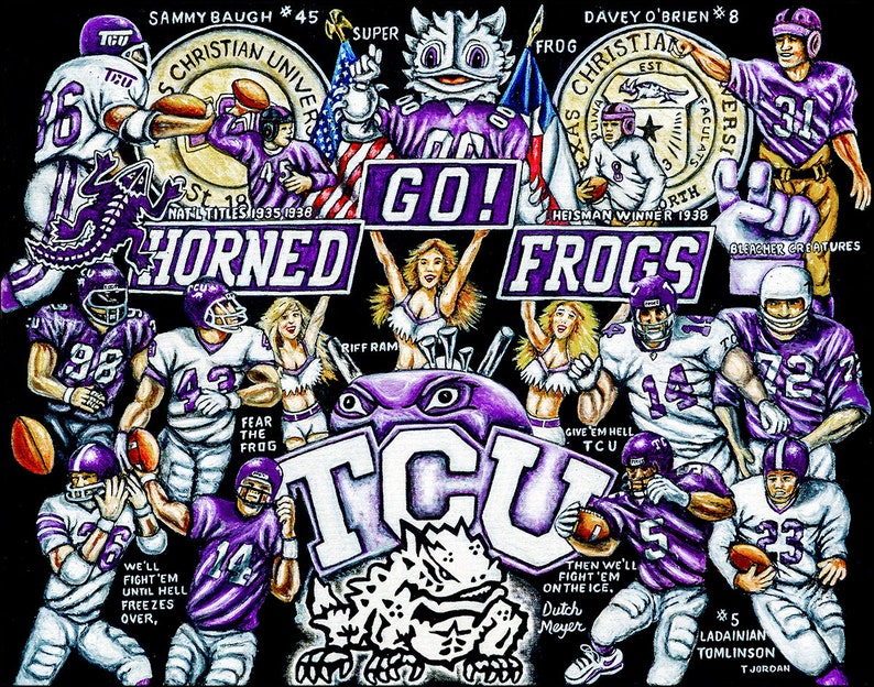 TCU Horned Frogs College Tribute Print From Thomas Jordan Gallery - Etsy