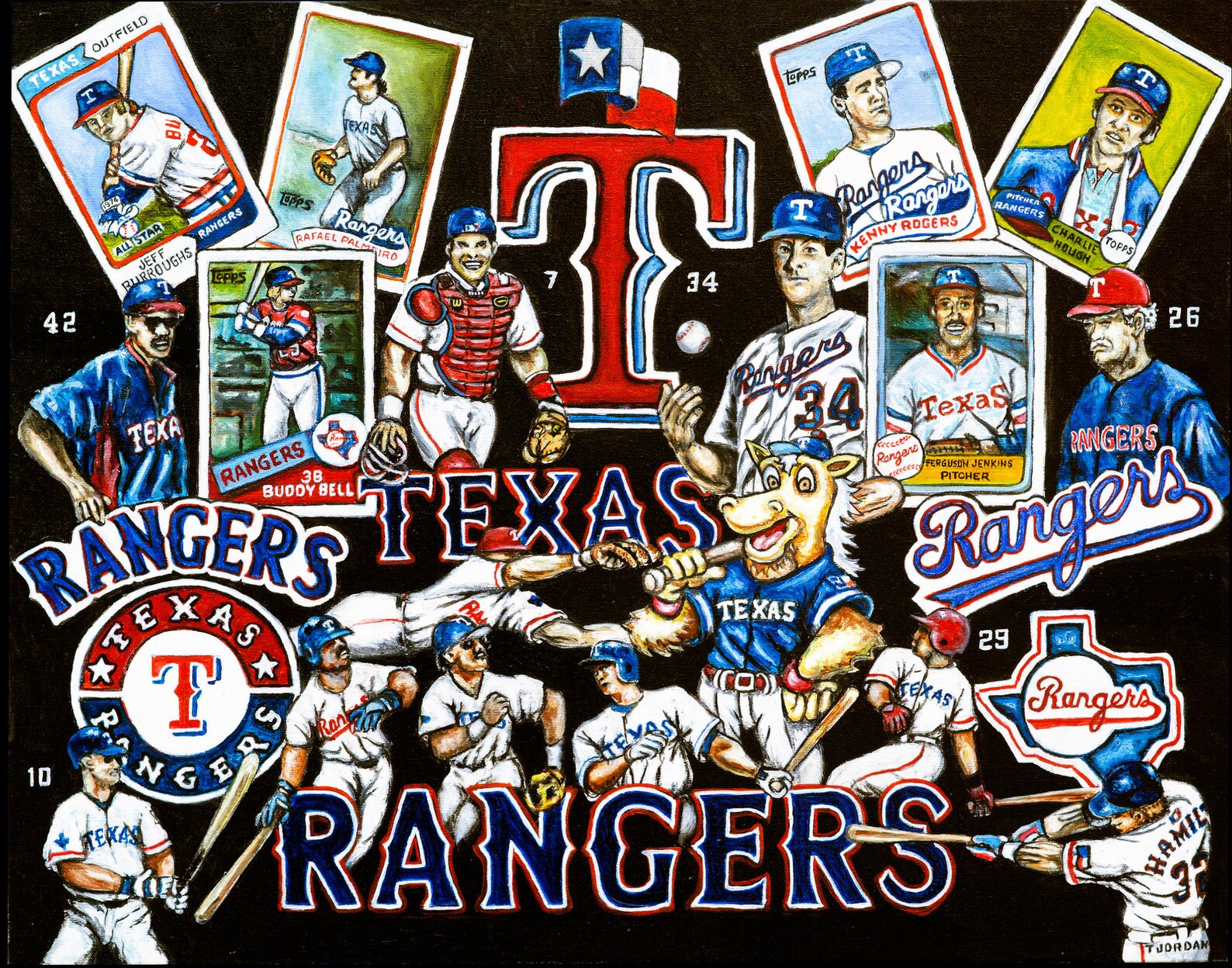 Texas Rangers Baseball Tribute Print From Thomas Jordan - Etsy