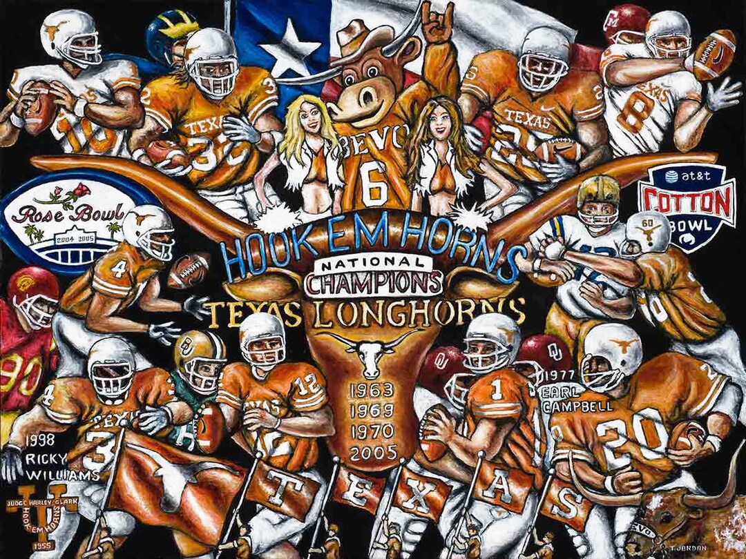 Hook Em Horns College Tribute Print From Thomas Jordan Gallery - Etsy