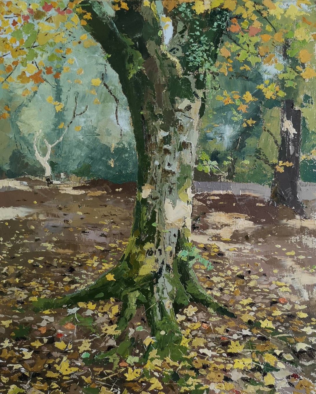 Autumn Tree Roots 10x12 Oil on Canvas Using Palette Knife Wall Art - Etsy