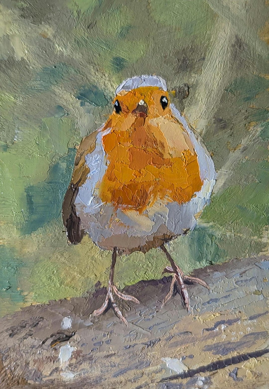 Robin Oil Painting: Palette Knife Bird Art, 6x4" Original - Etsy