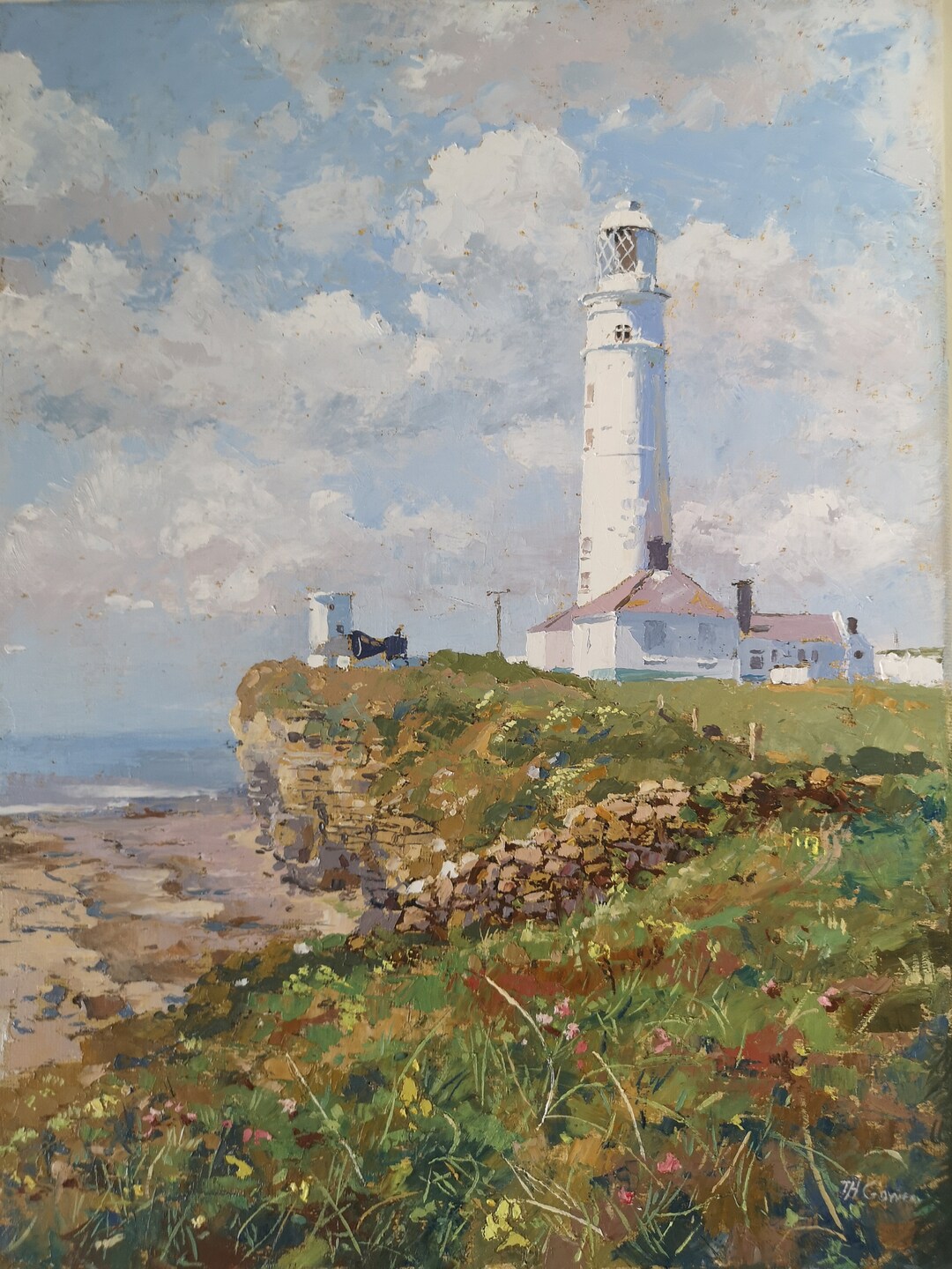 Nash Point Lighthouse Oil Painting: Wales Coastal Art, 12x16" Canvas - Etsy