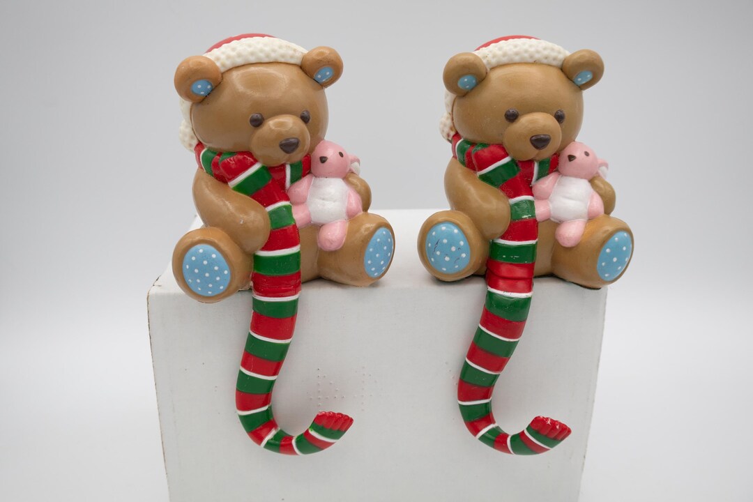 2 Vintage Teddy Bear Stocking Hangers, C. 1985 - Etsy