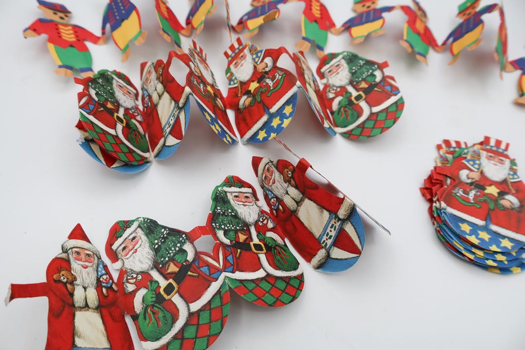 Vintage Christmas Paper Garland, Santa, Toy Soldier, 9ft Decor - Etsy