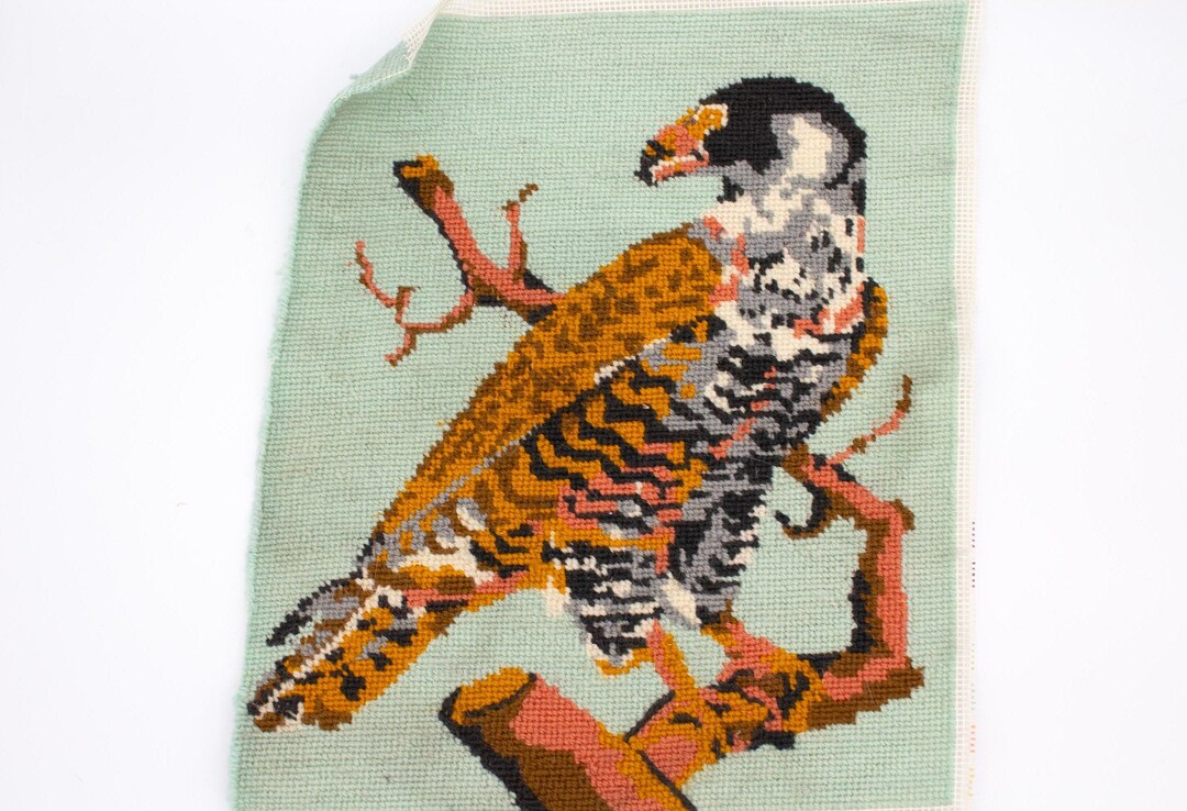 Vintage Unframed Needlepoint Peregrine Falcon, MCM - Etsy