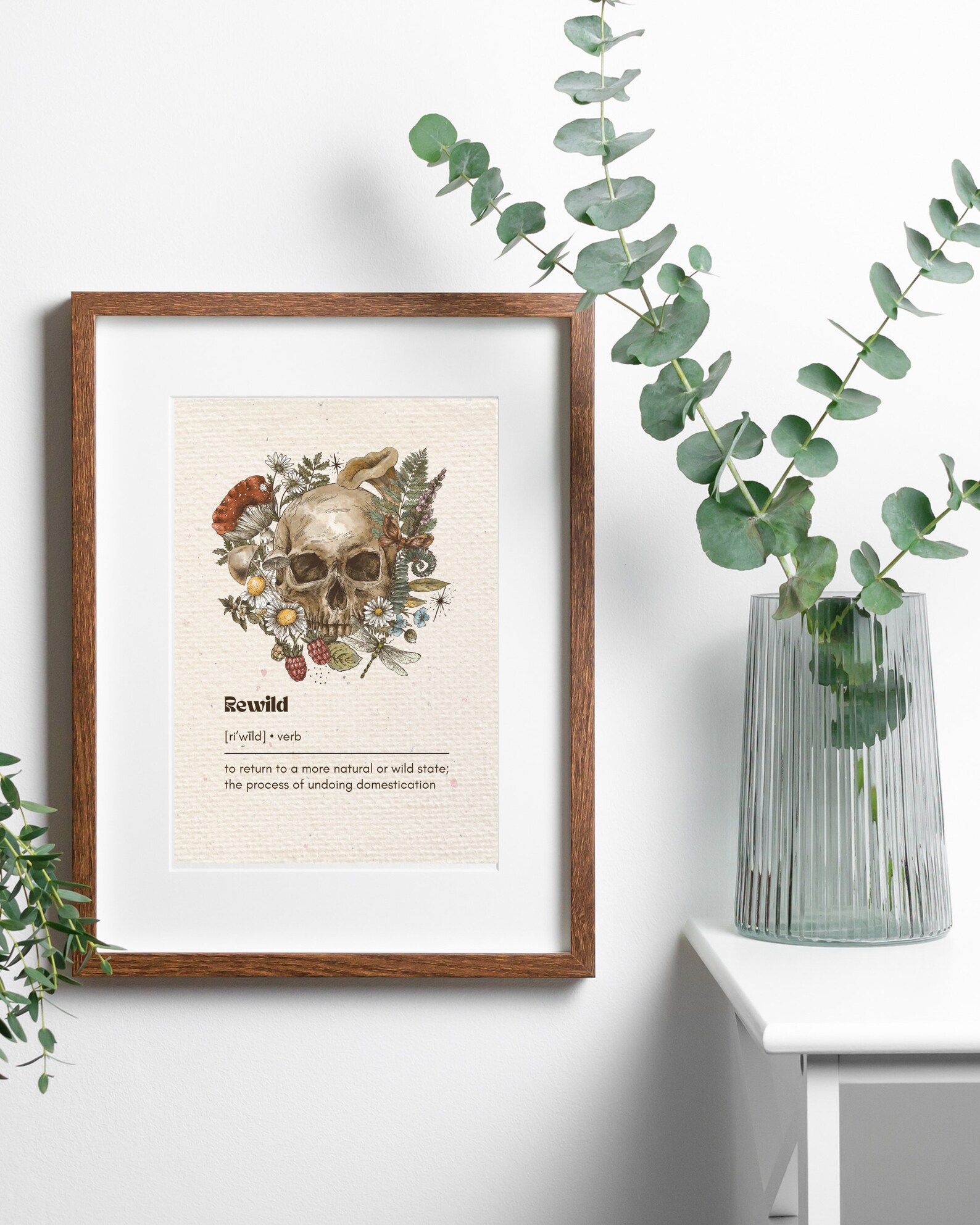 Rewild Floral Human Skull Digital Wall Art Printable / - Etsy