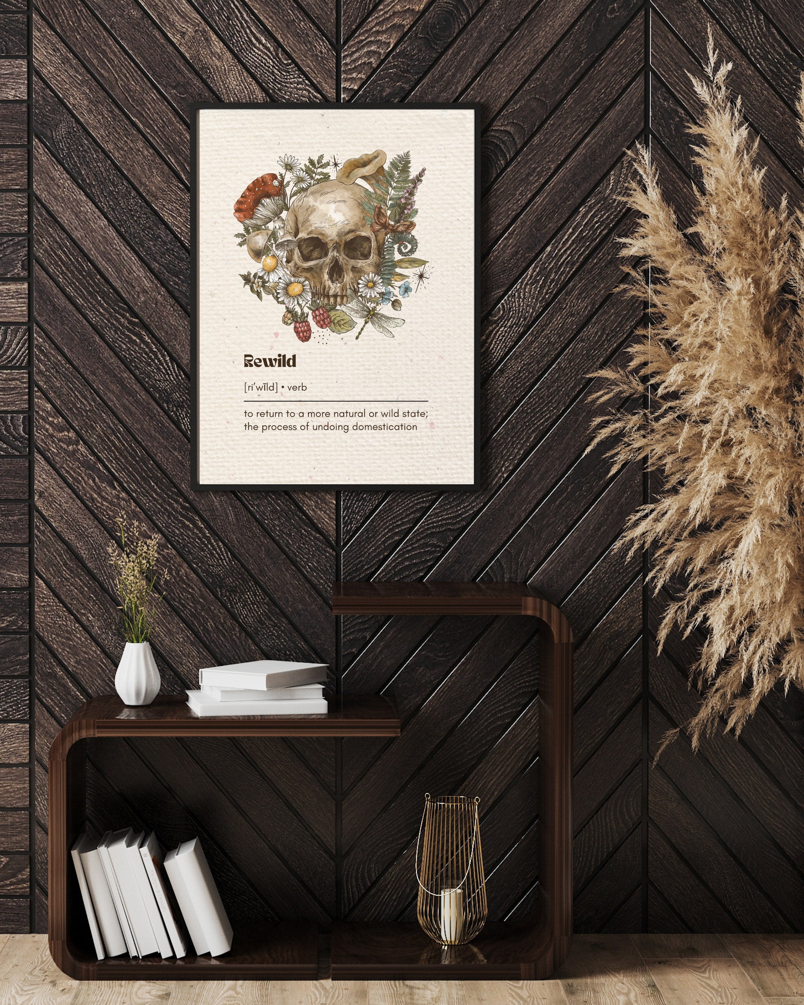 Rewild Floral Human Skull Digital Wall Art Printable / - Etsy