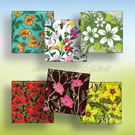Floral Patterns 1 square images for pendants 1x1 inch | Etsy