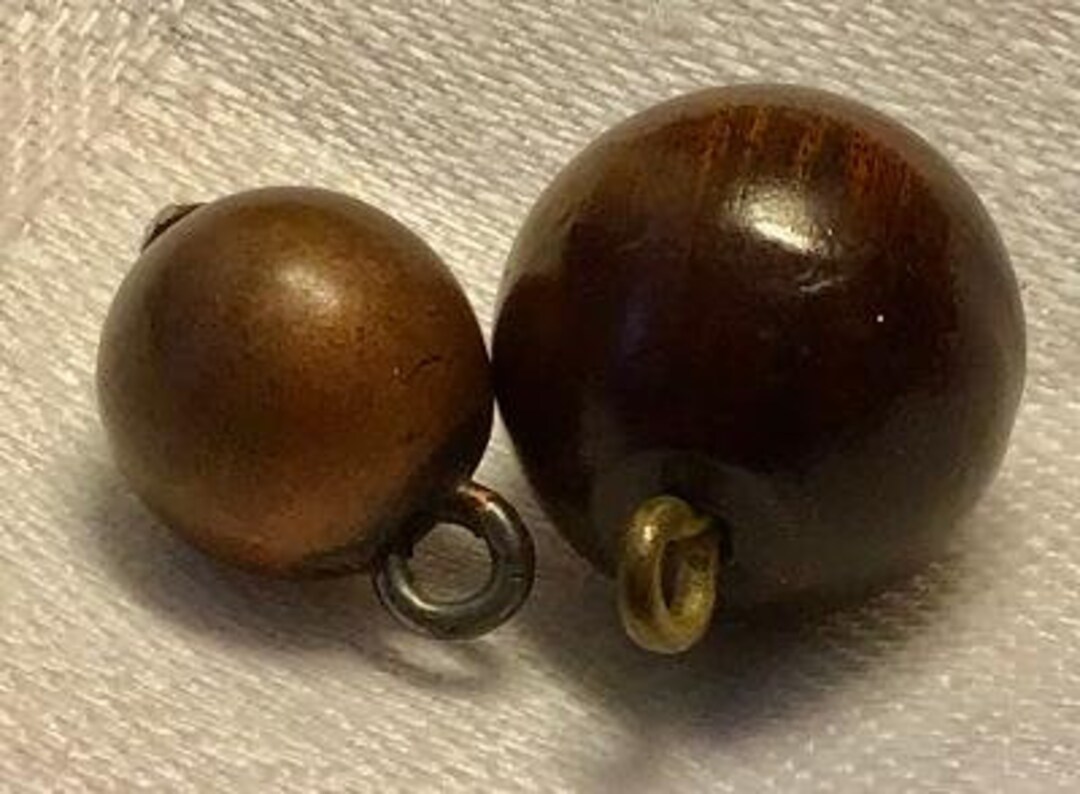 Vintage Buttons, Wood Balls Steel Trim - Etsy