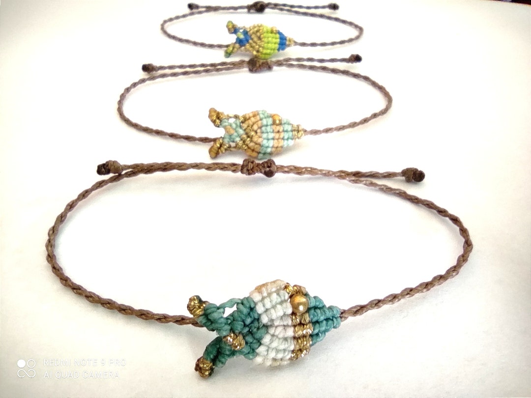 Fish Bracelet/macrame Fish/friendship Bracelet/surf Bracelet/macrame ...