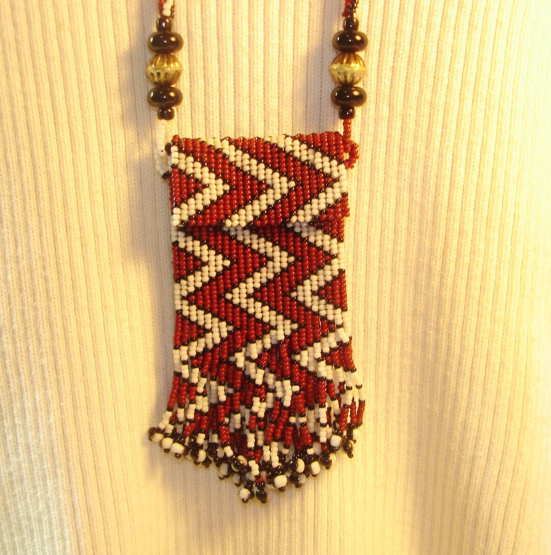 Red, White and Black Amulet Purse Medicine Bag Pouch With Sterling ...