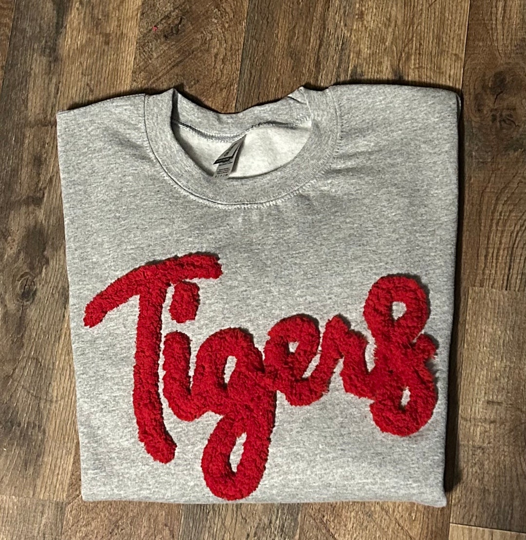 Tigers Chenille Sweatshirt, Tigers Yarn Sweatshirt, Mascot Sweatshirt - Etsy