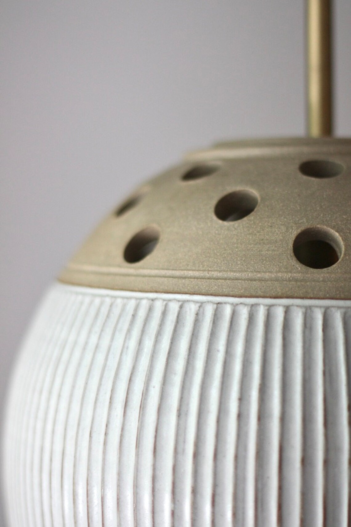 Hand Carved Pottery Pendant Light: Creamy White Glaze, Original Artwork ...
