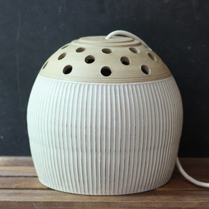 Hand Carved Pottery Pendant Light: Creamy White Glaze, Original Artwork ...
